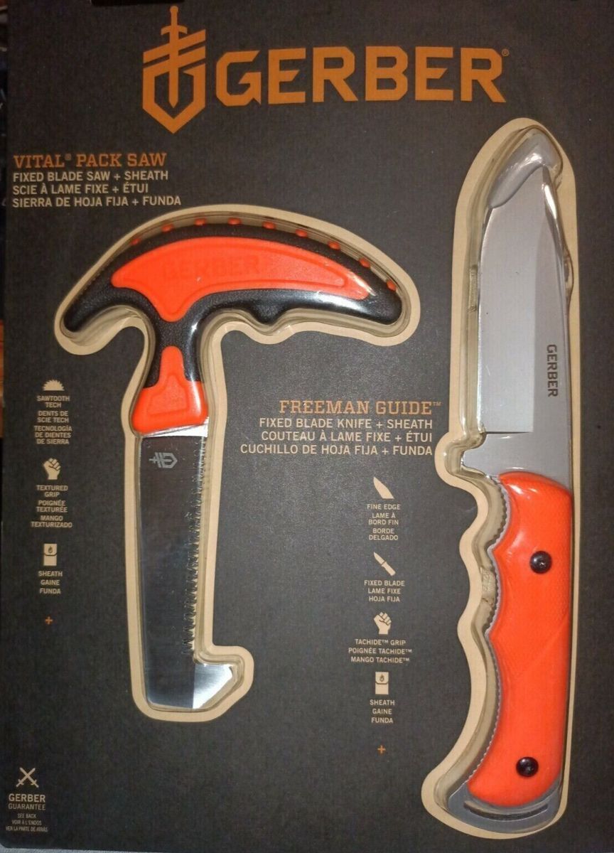 Gerber Freeman Guide Orange Fixed Blade hunting knife and vital pack s ...